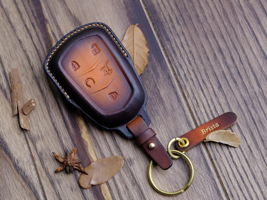 Handmade Leather Cadillac XT6 Key Fob Cover, Leather Key Case for ...