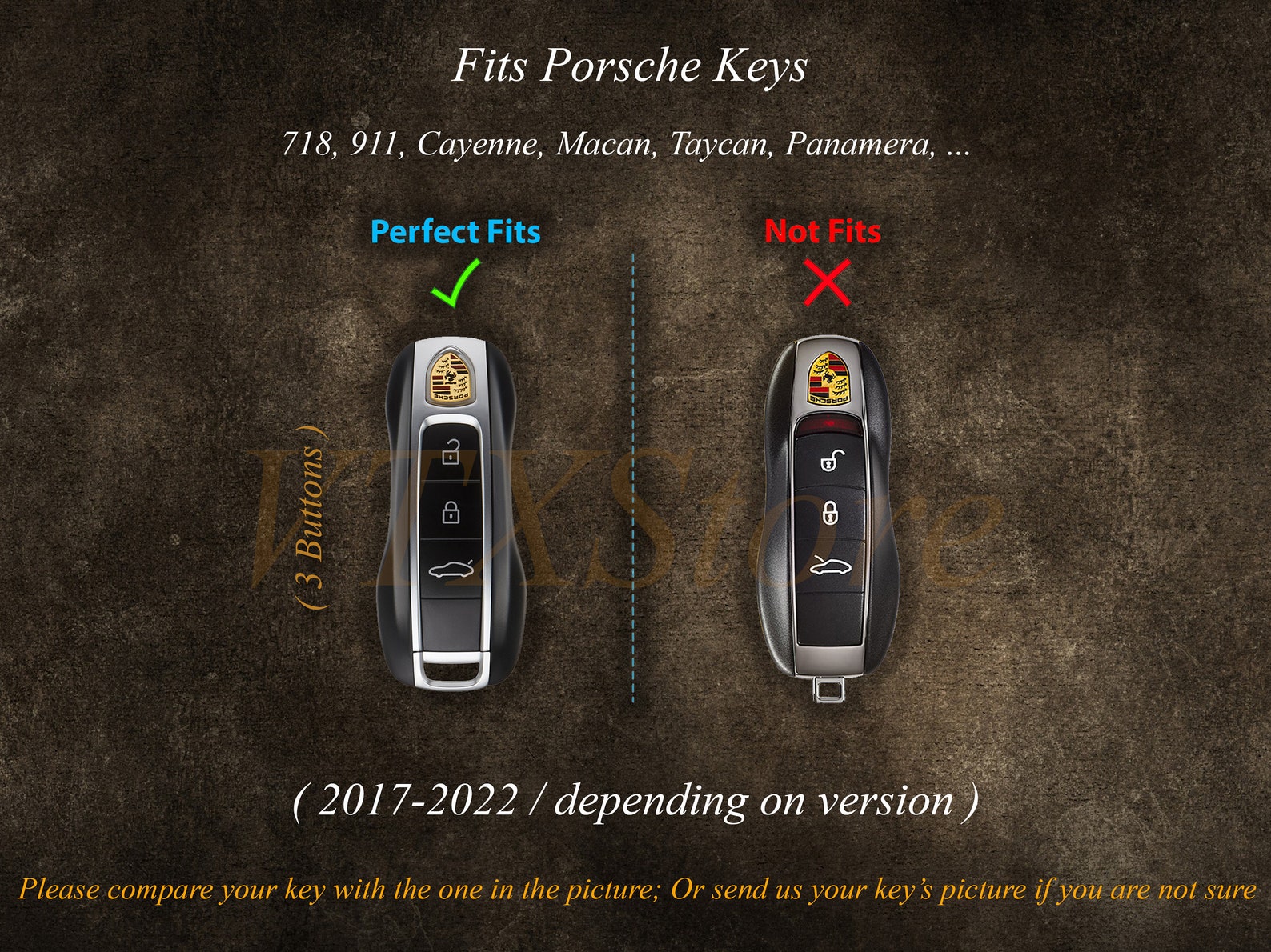 Porsche Car Key Cover Leather Protector Case for Keyless Remote Entry ...