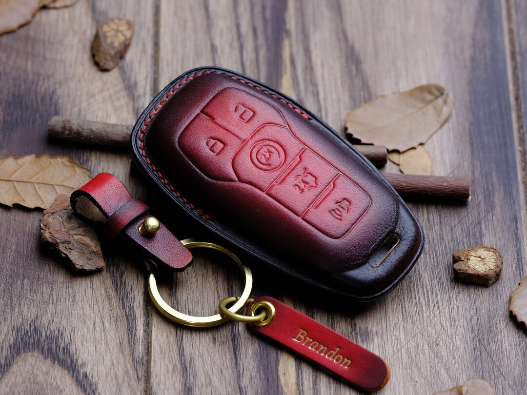 Patina Color Leather Key Fob Cover for Ford Edge, Explorer, F-150 ...