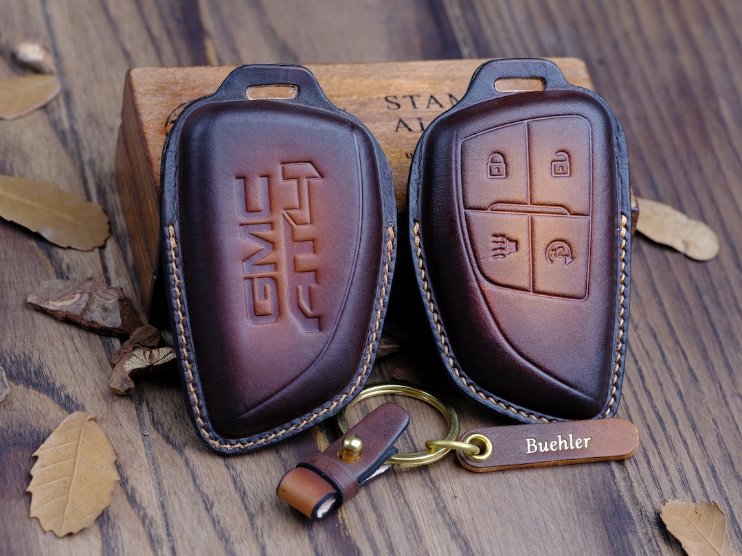 Leather Key Fob Cover Case for 2023 2024 GMC Sierra, GMC Accessories ...