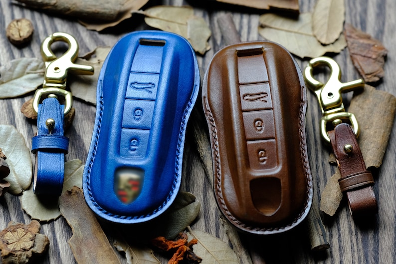 Porsche Key Cover 718 911 Taycan Macan Cayenne ... Leather Key Case for ...