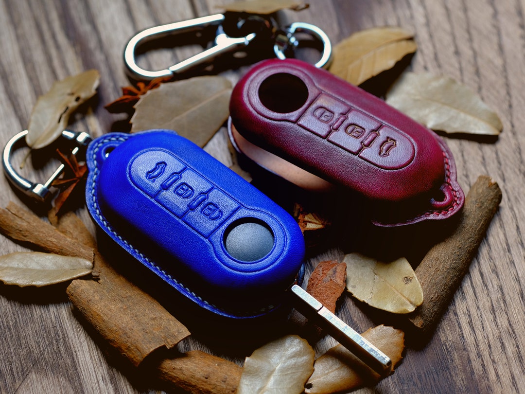 FIAT Key Fob Cover, Leather Key Case for FIAT 500, Panda, Punto, Bravo ...