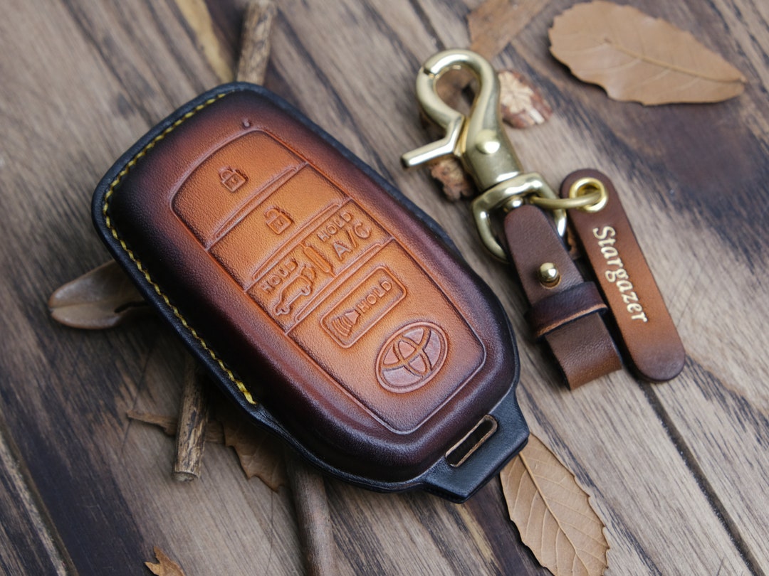 Cover Leather for 2024 Toyota BZ4X Key Fob, Handcarft Leather Key Case ...