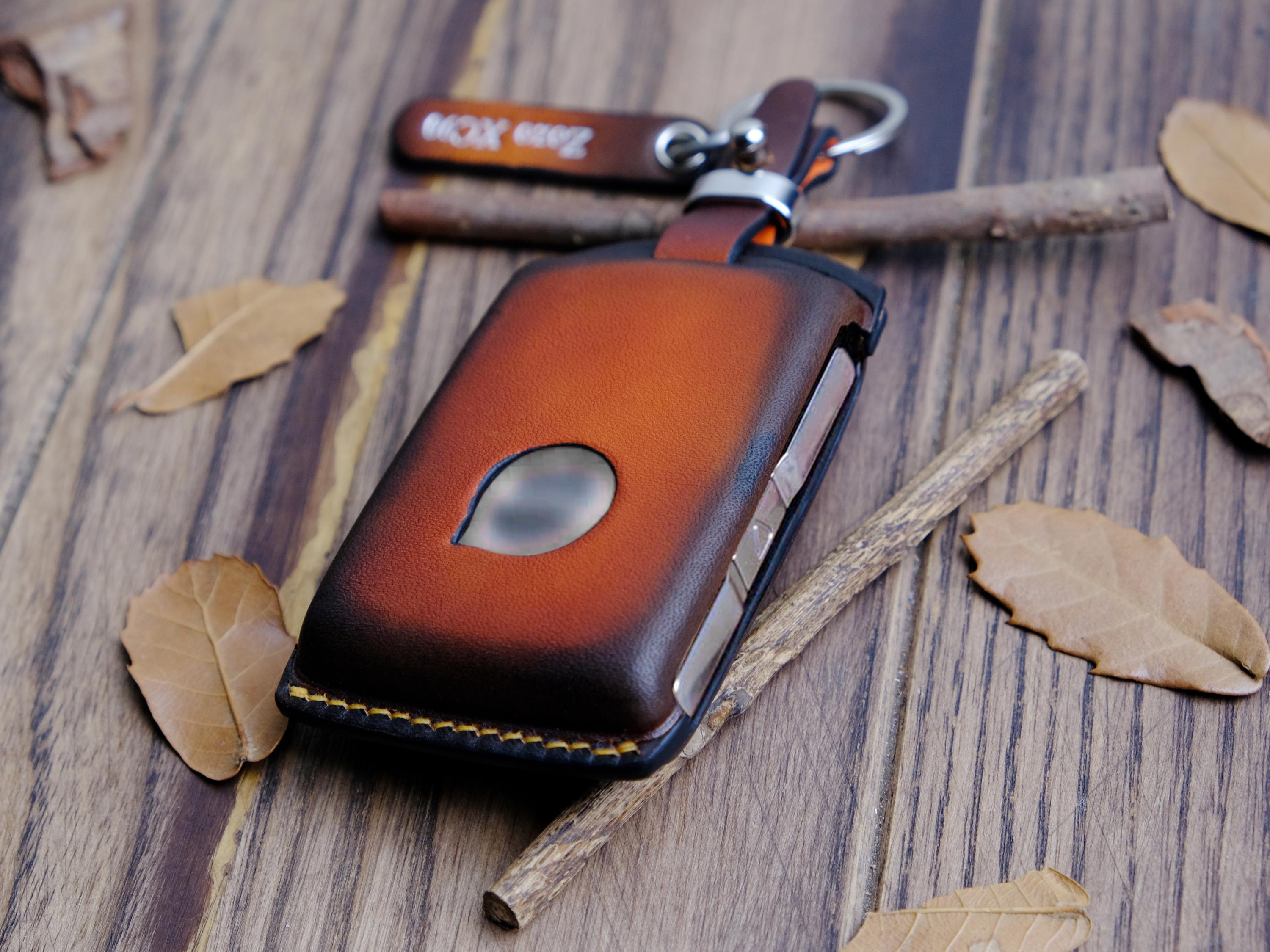 Volvo Key Fob Cover (patina), Handcraft Leather Key Case for XC60 XC40 ...