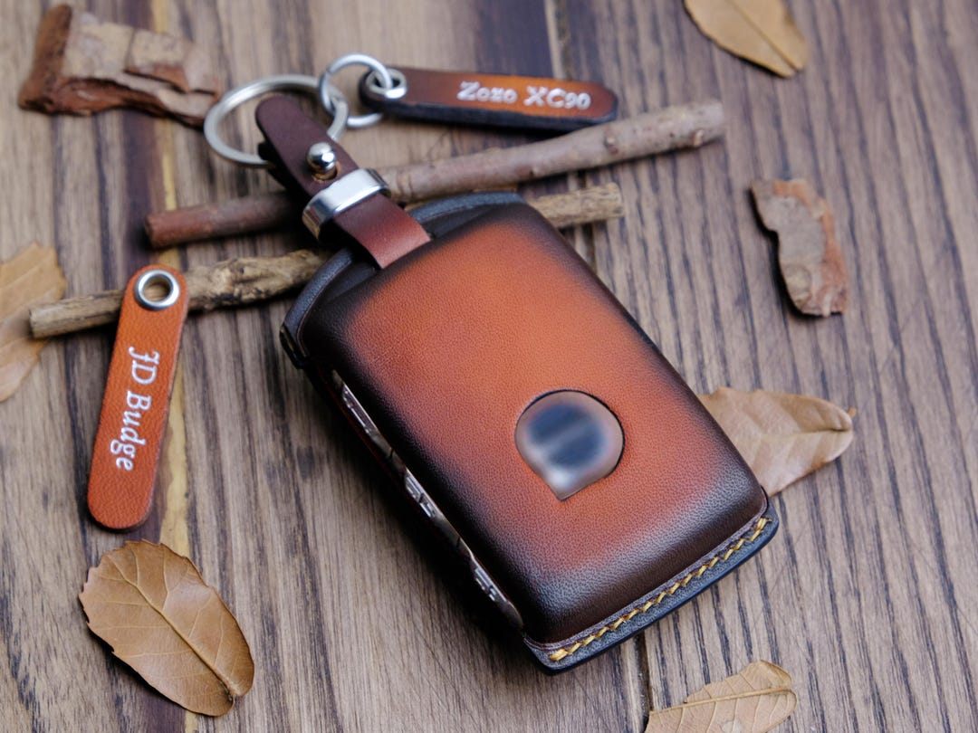 Volvo Key Fob Cover (patina), Handcraft Leather Key Case for XC60 XC40 ...