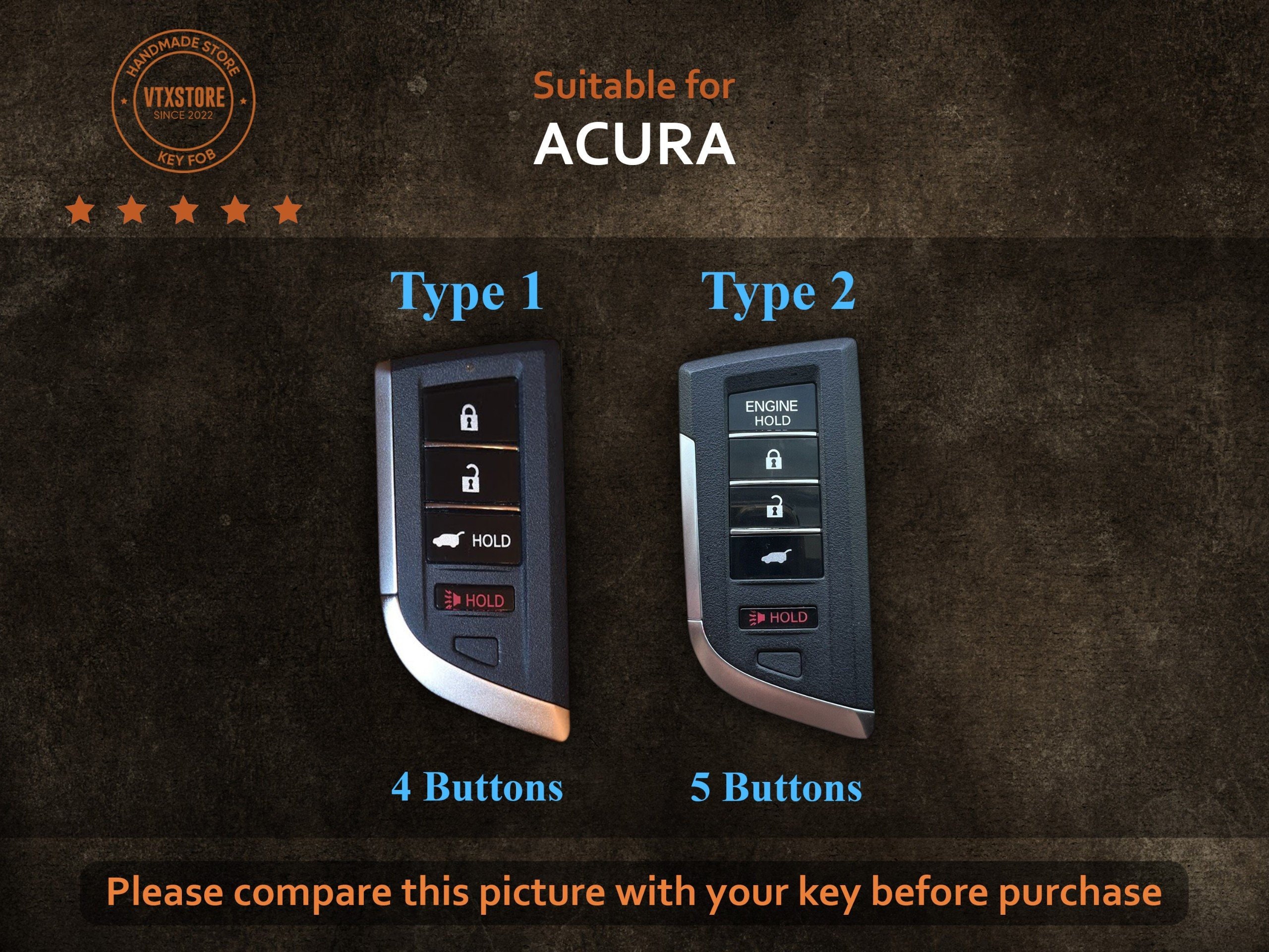2022-2023 Acura MDX Key Fob Cover, Leather Key Case for Acura MDX ...