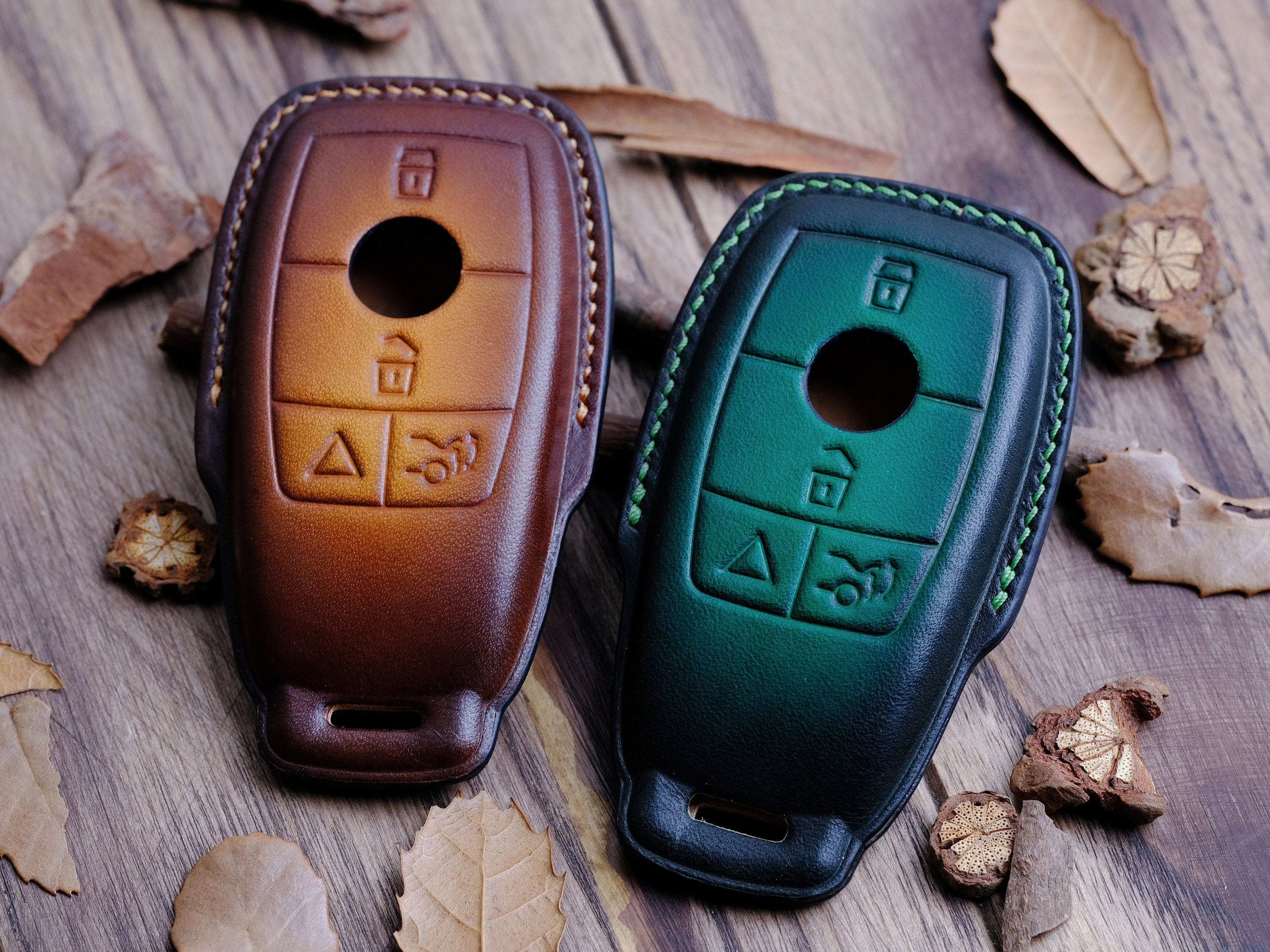 Personalized Leather Key Fob Cover for Mercedes C-class, Mercedes ...