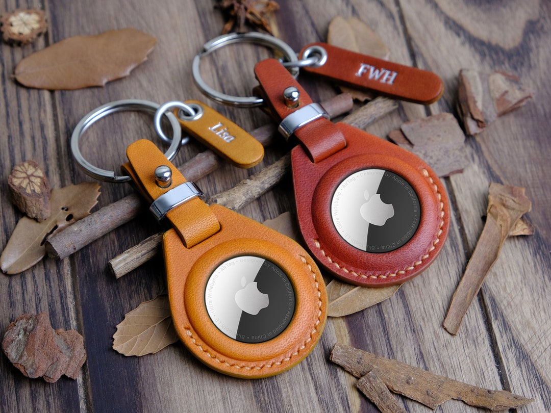 AirTag Leather Keyring, Customised AirTag Case, AirTag Keychain Holder ...