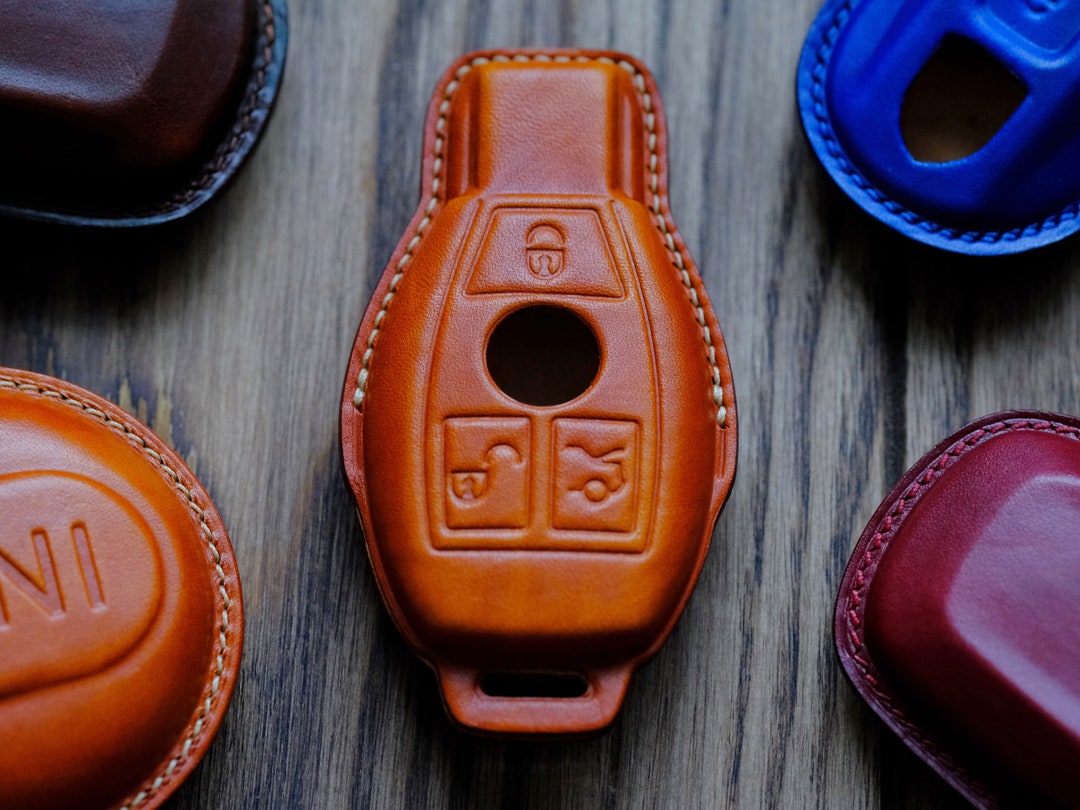 Custom Leather Key Fob Cover for Mercedes, Mercedes Key Case Keychain ...