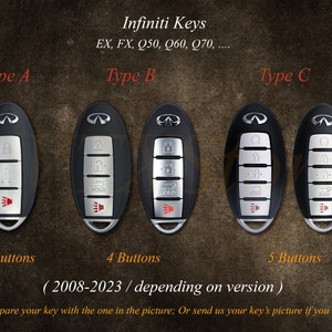 Infiniti QX70 Key Case, Leather Key Fob Cover for Infiniti Q60 Q70 QX50 ...