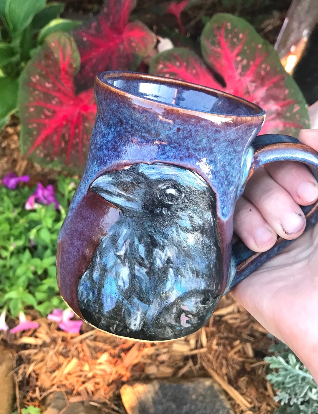 MADE TO ORDER Handmade Ceramic Mug, Raven Mug, Crow Mug, Black Bird Mug ...
