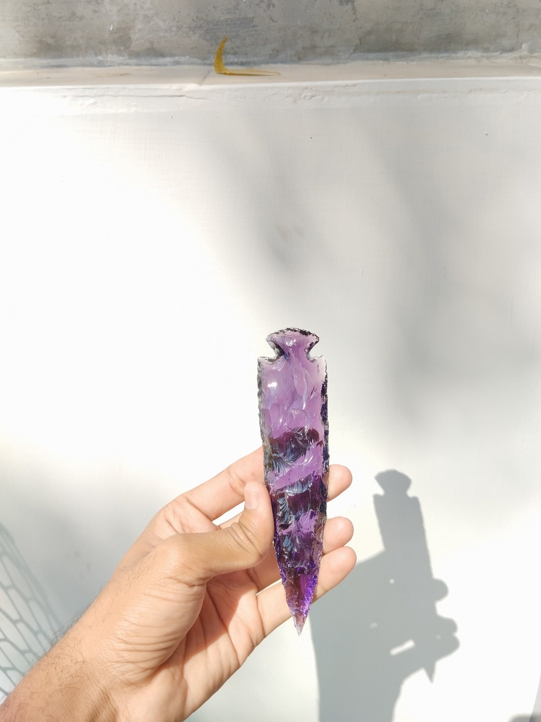Wow 6 Purple Amethyst Glass Spear Sharp Arrow Head,crescent Arrowhead ...