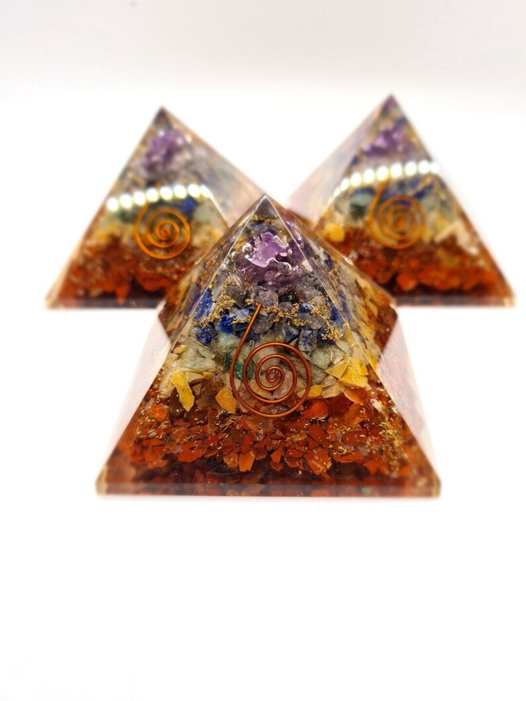 Orgone Pyramid 7 Chakra Crystal Pyramid Meditation Tool Precious Love Wifi Radiation Protector ...