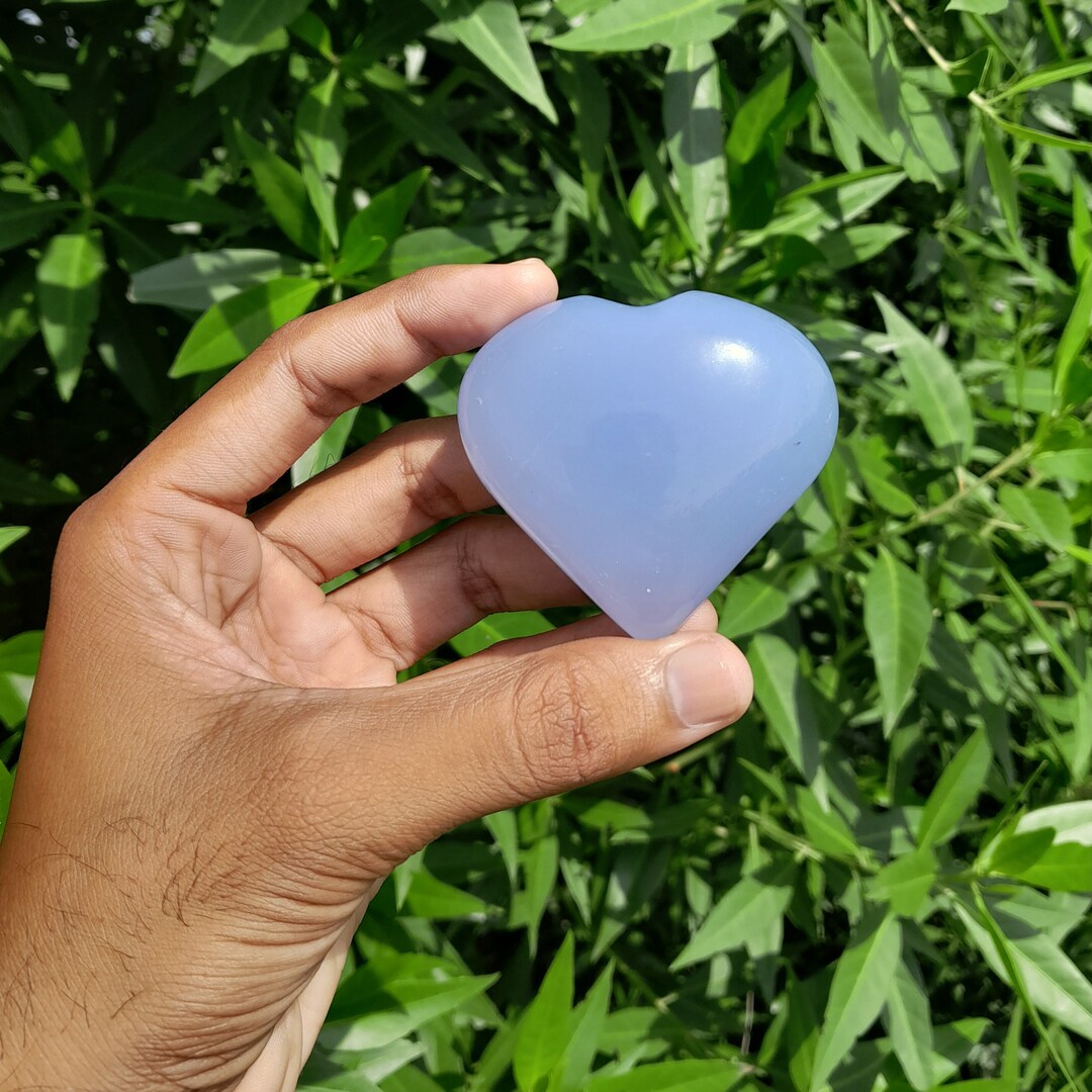 Large Blue Chalcedony Heart // Natural Crystal Purple Heart - Etsy