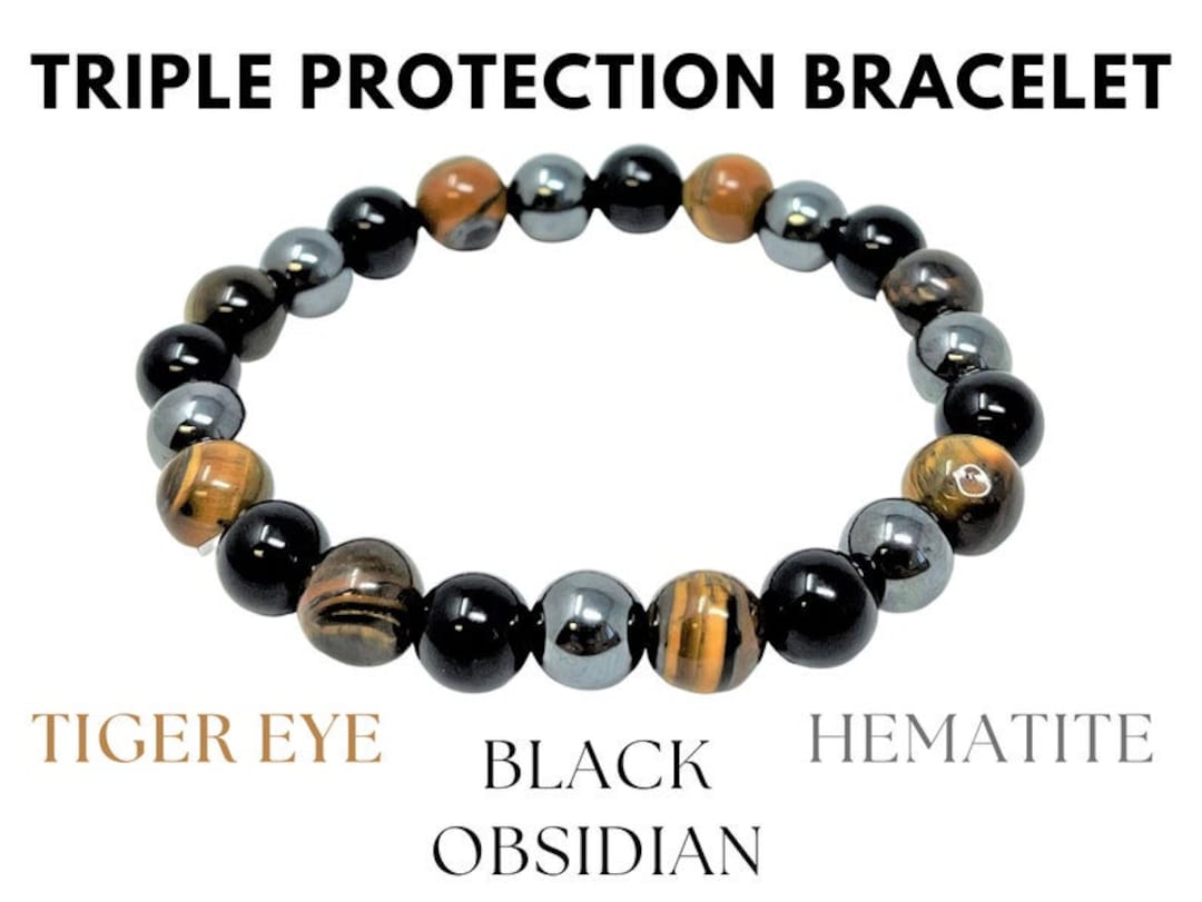 Triple Protection Bracelet, Crystal Protection Bracelet, Tiger Eye ...