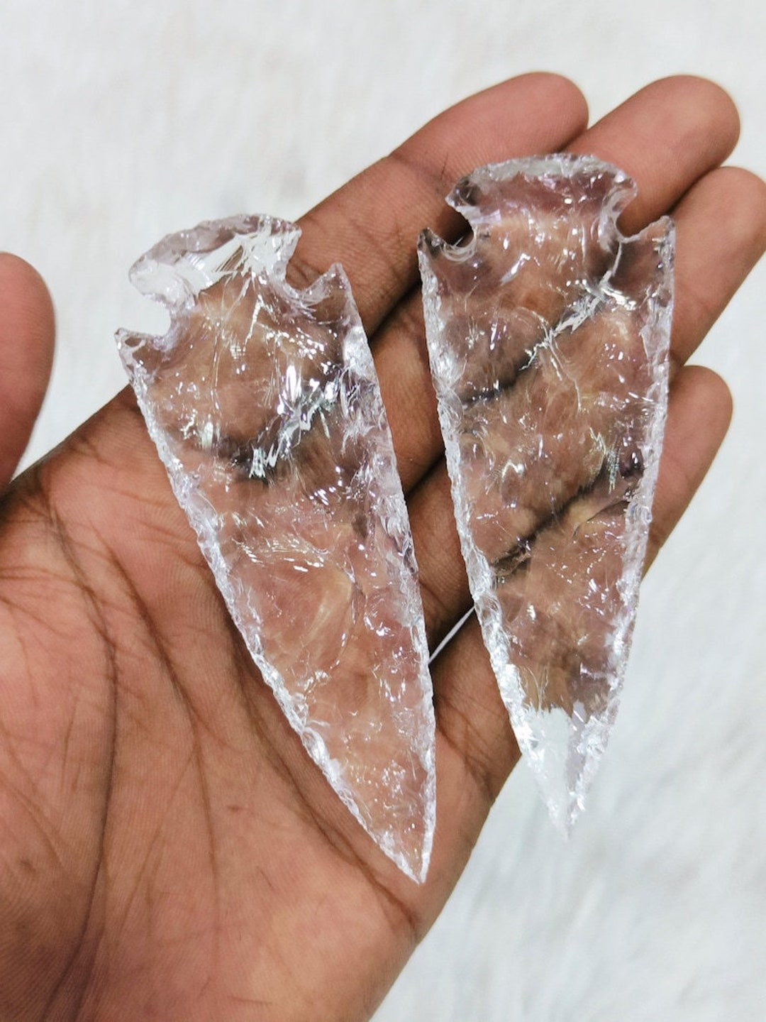 Bulk 2 Pieces Crystal Glass Arrow Head Hand Crafted Crystal Gamestone ...