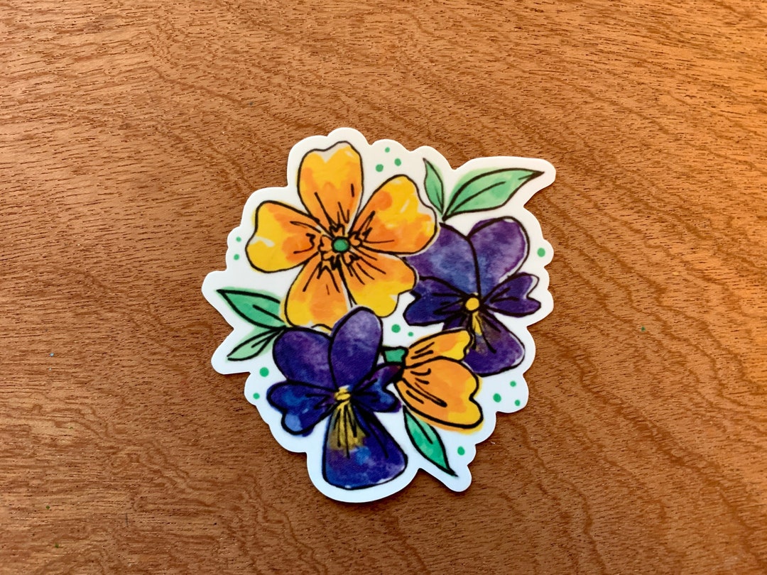 Primrose and Violets Sticker, Weatherproof Vinyl - Etsy