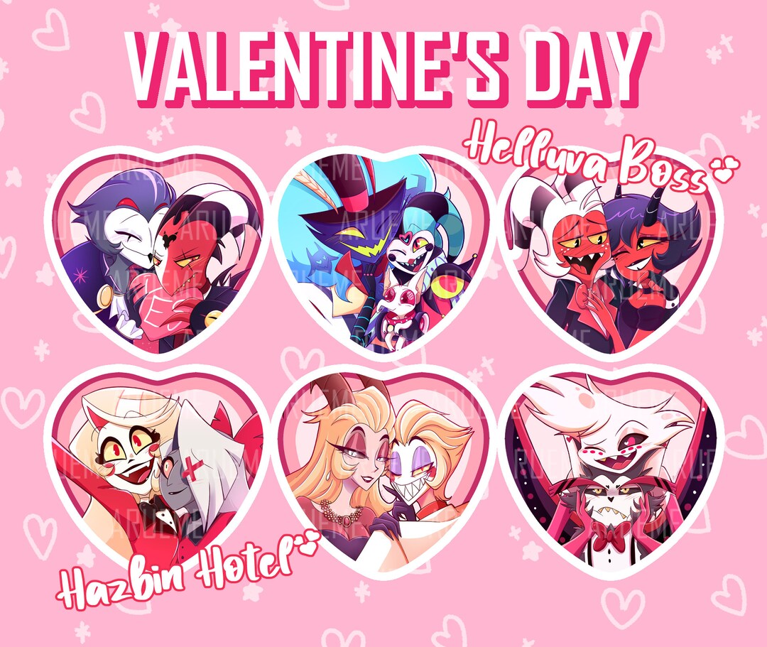 Hell Collection, Hazbin Hotel, Helluva boss, Heart Buttons holographic ...