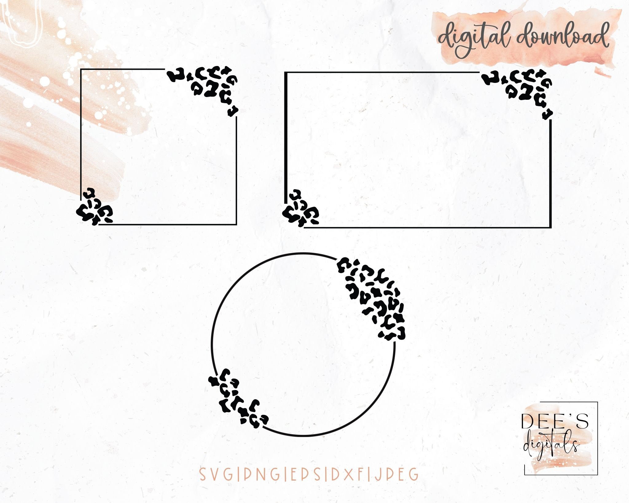 Leopard Border Frame Bundle Cut File / Safari / Cheetah Print / Animal ...