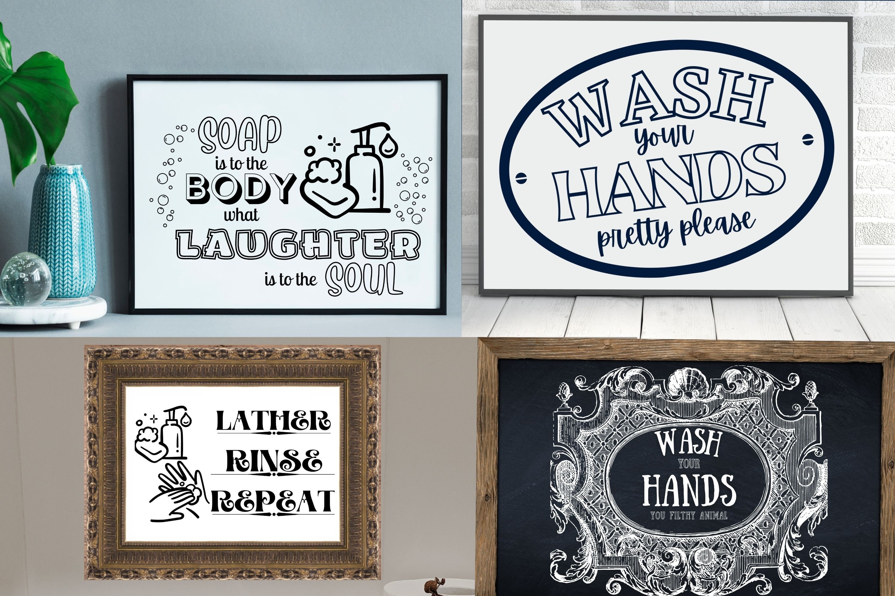 Wash Your Hands - Handwashing Signs Bundle (digital) - SVG Files for ...