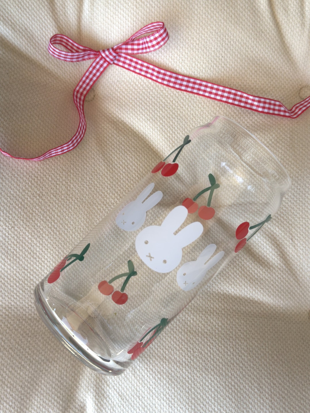 Miffy Cherry Glass Cup, Coffee Glass, Coquette Miffy Customs, Blind Box ...