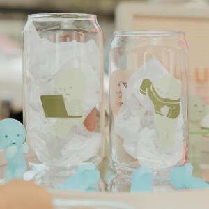 Smiski Laptop Inspired Glass Cup, Coffee Glass, Smiski Customs, Blind ...