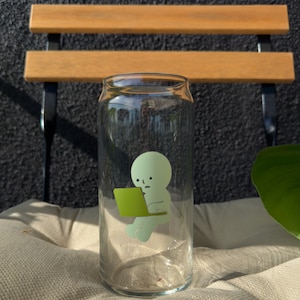 Smiski Laptop Inspired Glass Cup, Coffee Glass, Smiski Customs, Blind ...