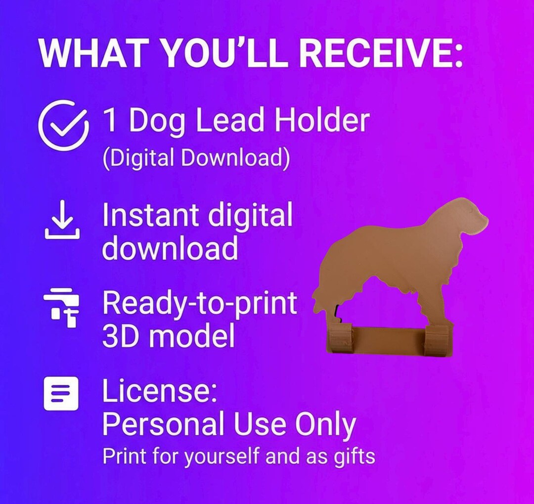 Newfoundland | Dog Lead Holder STL FILE | Custom Dog Gift for Pet ...
