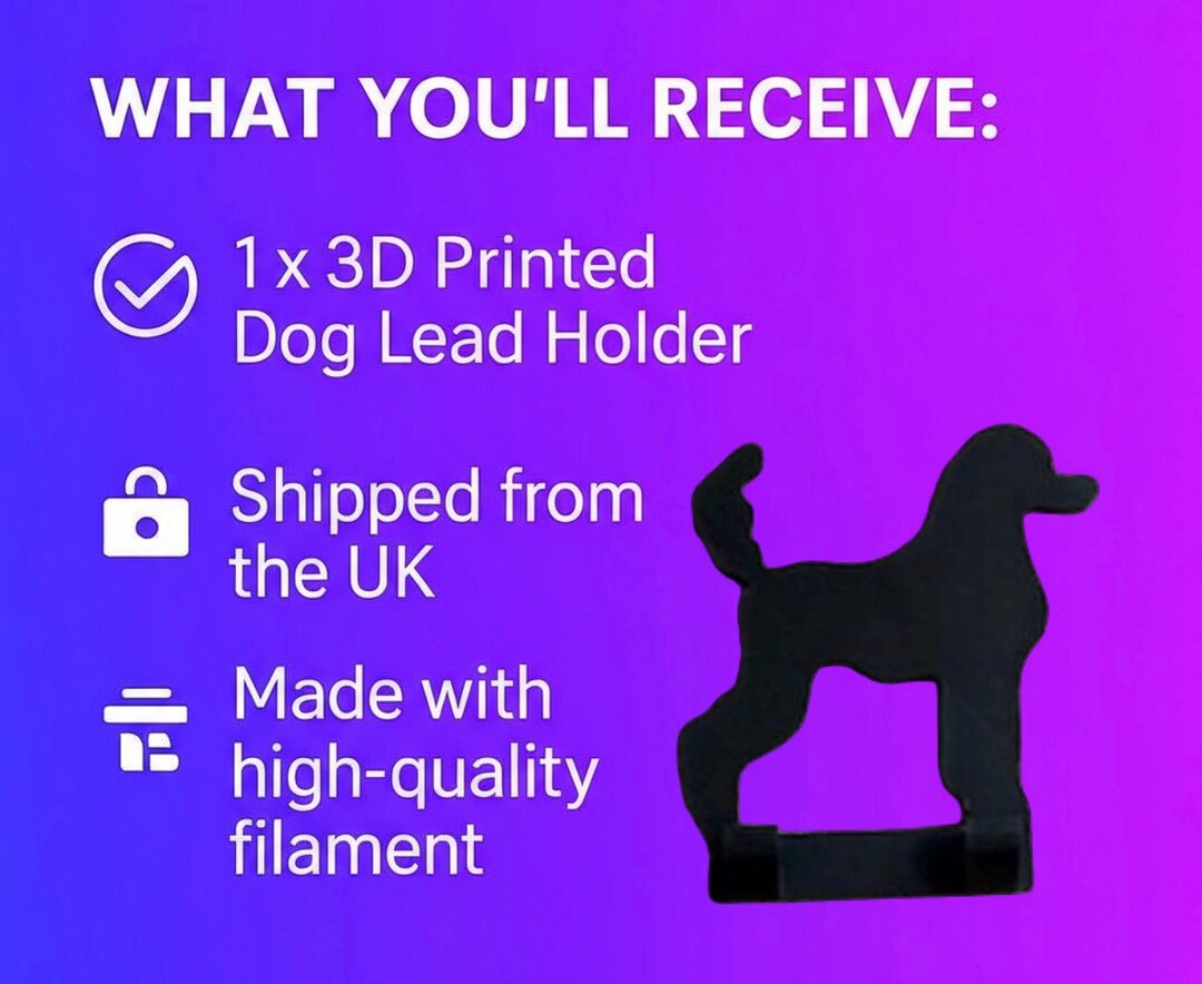 Personalised Poodle | Dog Lead Hook With Name | 3D Printed Wall Lead ...