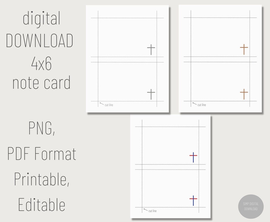 Printable 4x6 Note Card PDF Index Card Paper Note Cards Digital Note ...
