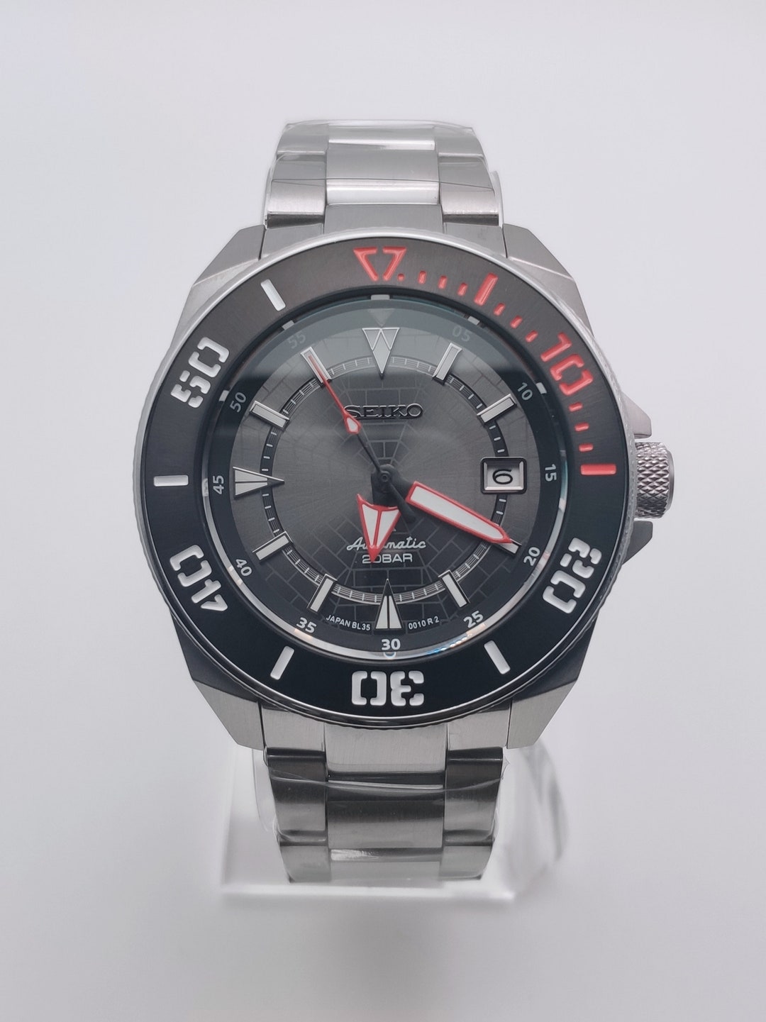 Custom Seiko Mod SAMURAI Black With Stainless Steel Band - Etsy