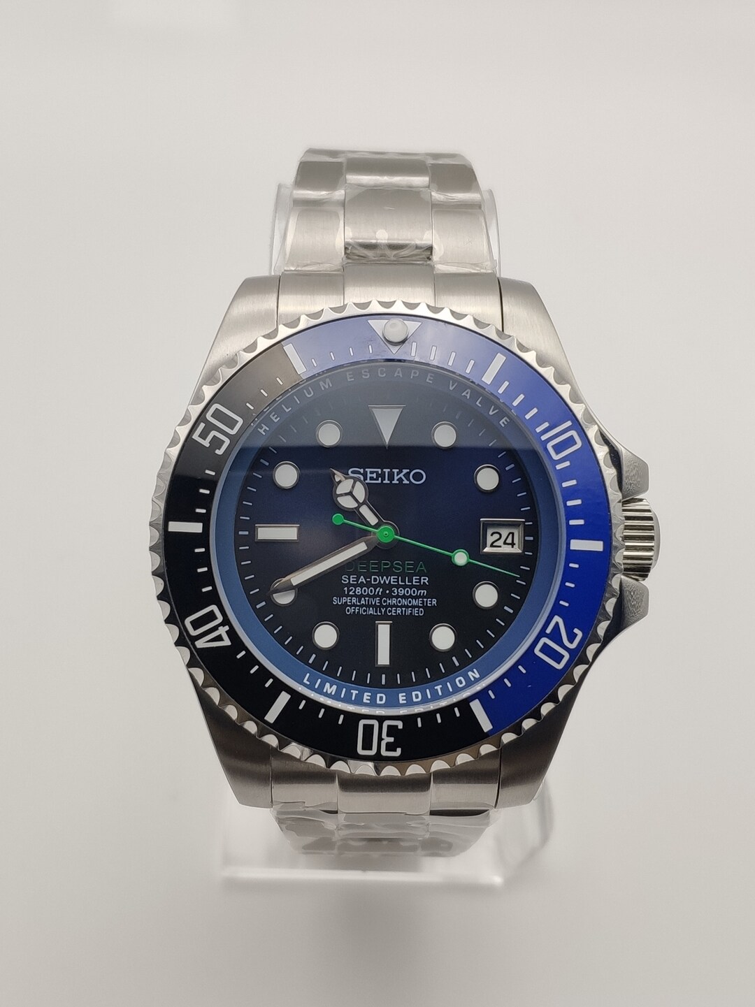 Custom Seiko Mod STEEL Sea-bat With Stainless Steel Oyster Watch Band ...