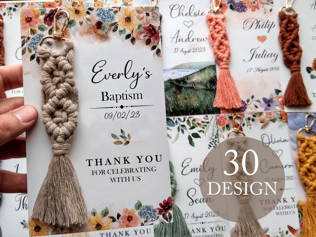 Baptism Favors for Guests Macrame Keychain / Christening Favors ...
