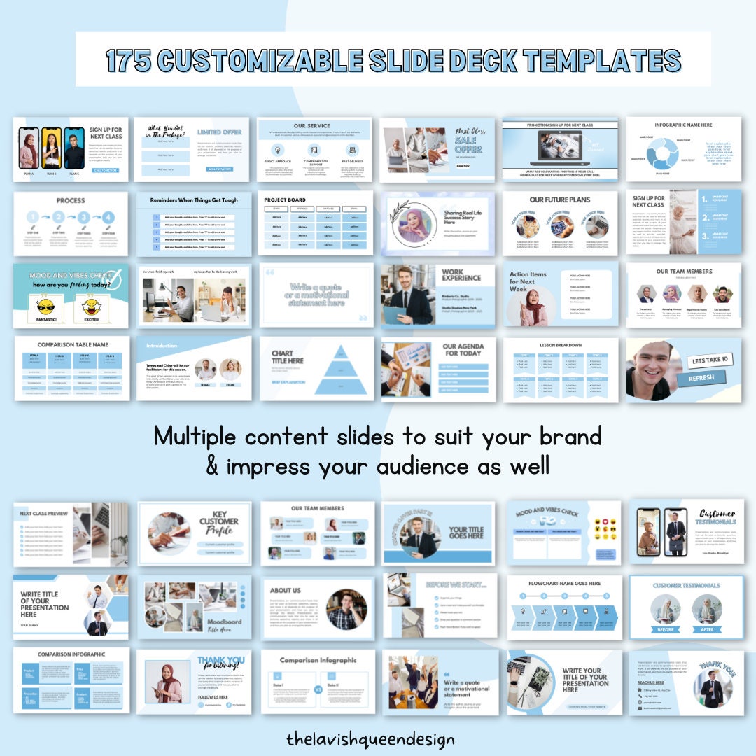 175 Masterclass Slide Deck Minimal Modern Presentation Blue - Etsy