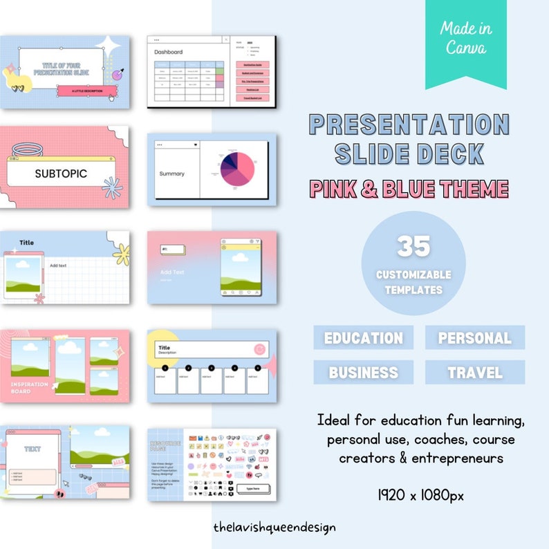 Minimal Pastel Presentation Template: 35 Canva Slide Decks (editable ...