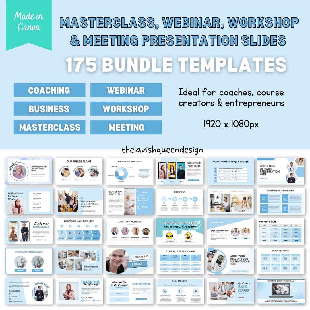 175 Masterclass Slide Deck Minimal Modern Presentation Blue - Etsy