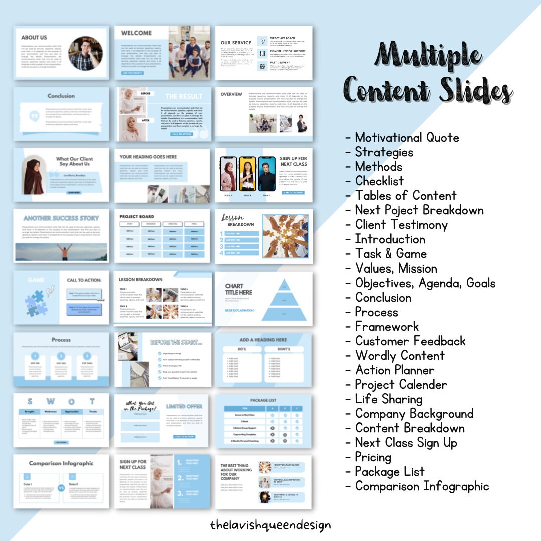 175 Masterclass Slide Deck Minimal Modern Presentation Blue - Etsy