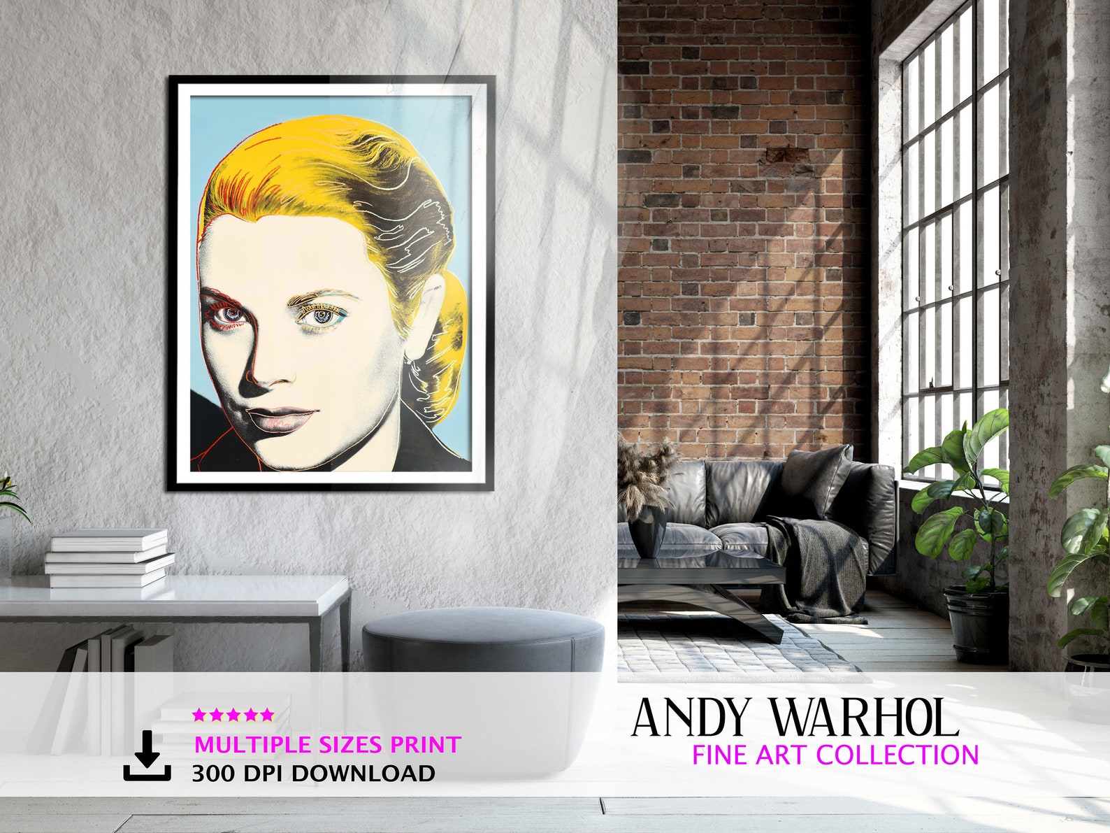 Andy Warhol Grace Kelly Pop Art Print FINE ART Digital Download Iconic ...