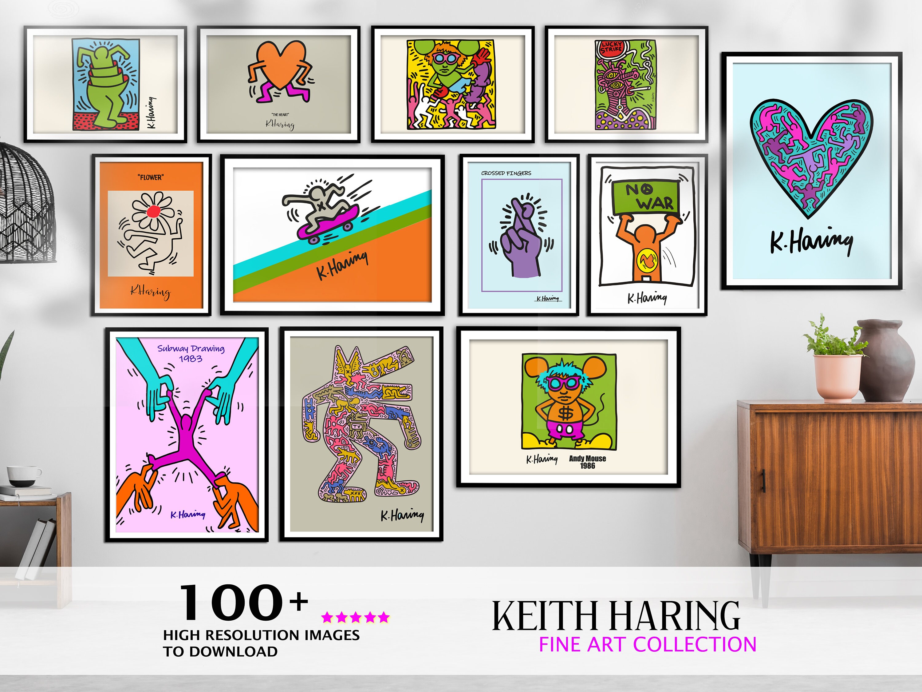 Keith Haring Pop Art Bundle 100 FINE ART PRINTS Digital Download Iconic ...