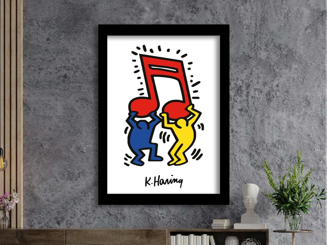 Keith Haring Print MUSIC NOTE Pop Art People Music Graffiti Poster ...