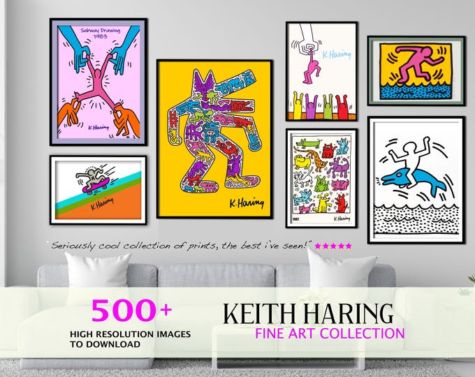 500+ KEITH HARING Pop Art BUNDLE Fine Art Prints Download Iconic Cool ...