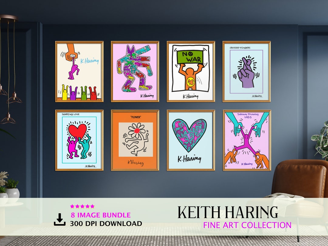 Keith Haring Download Bundle 8 FINE ART PRINTS Iconic Cool Pop Art ...
