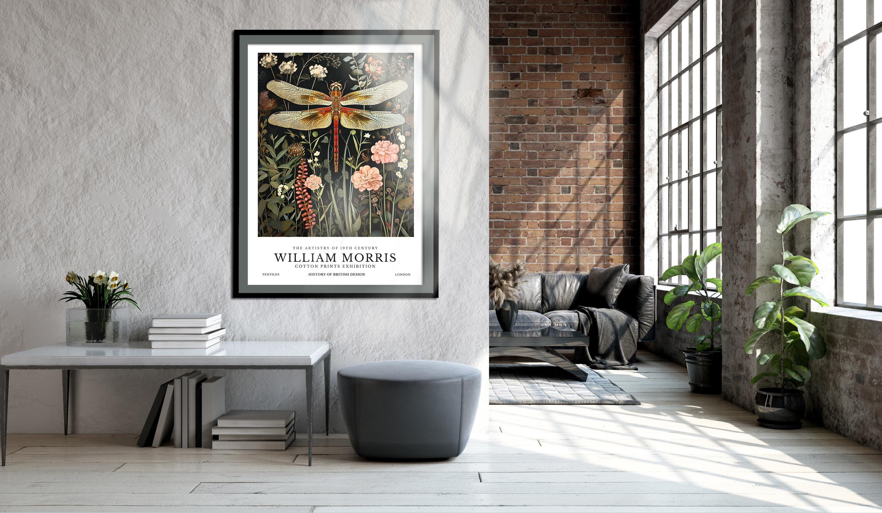 WILLIAM MORRIS Art Print Dragonfly Arts and Crafts Textile Printing ...