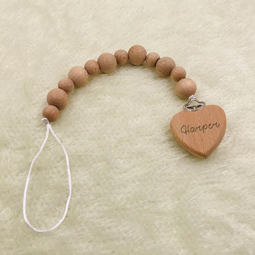 Custom Wood Pacifier Clip Holder Clip for Baby Boy and Girl - Etsy