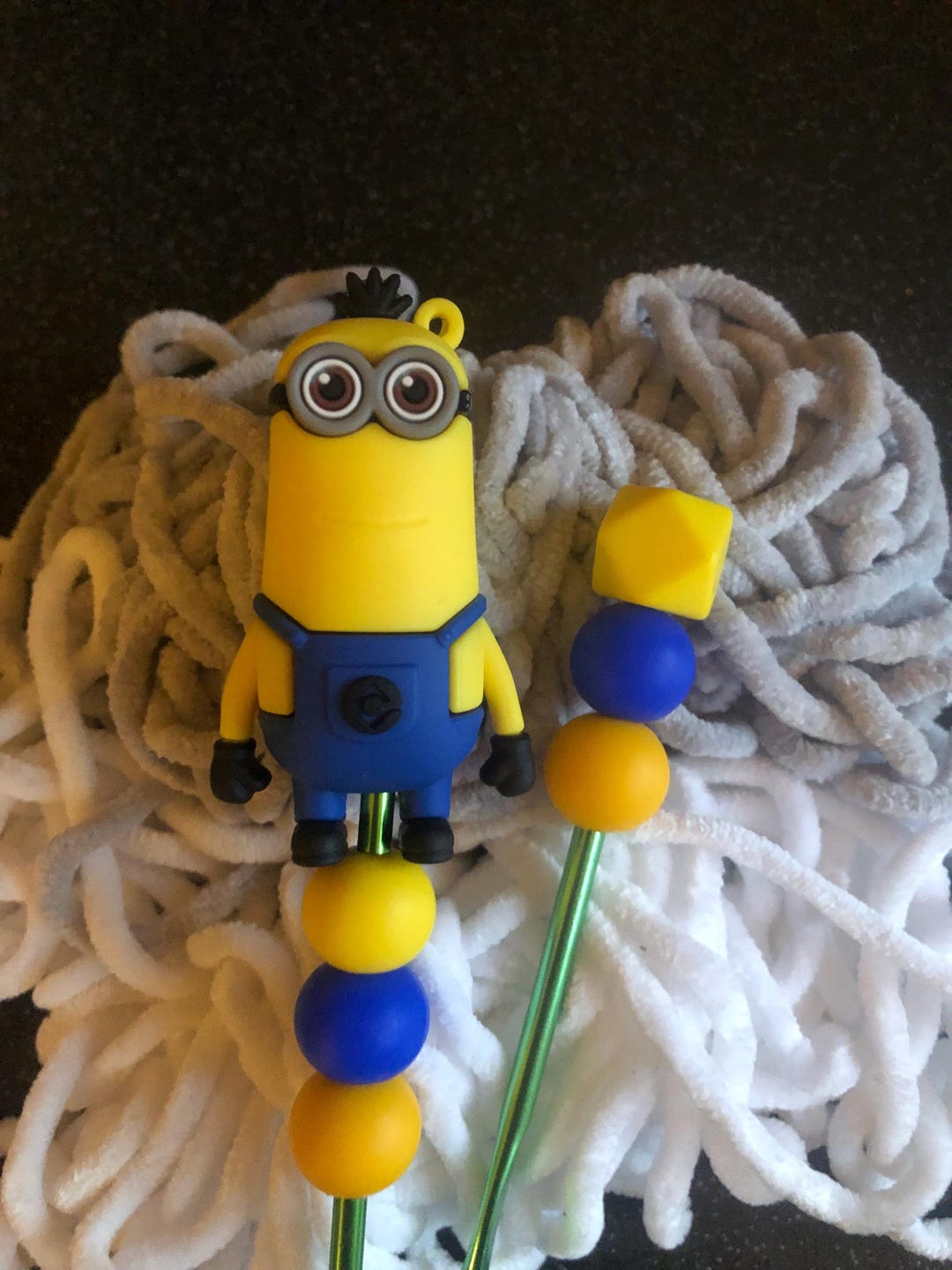 Pair Amigurumi Sticks Minion Beaded Custom Crochet Sticks - Etsy