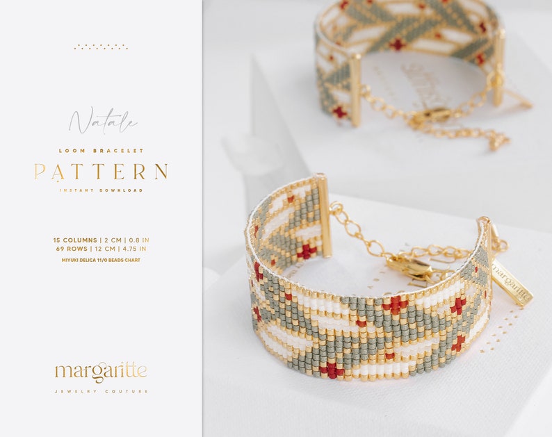 Christmas Bead Loom Pattern Art Deco Bracelet Miyuki Delica - Etsy
