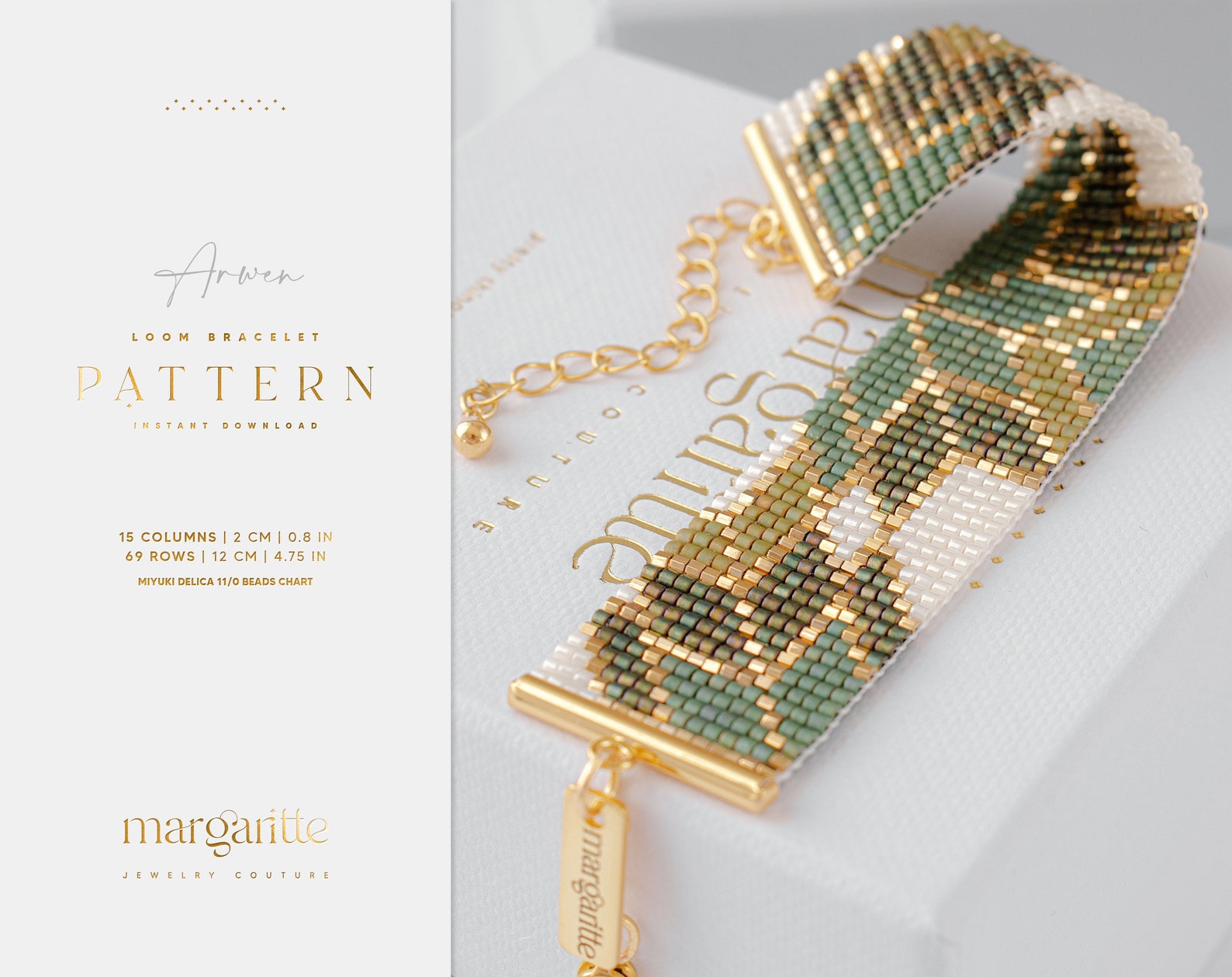 Floral Loom Bead Pattern, Miyuki Bracelet Pattern, Brick Stitch Pattern ...