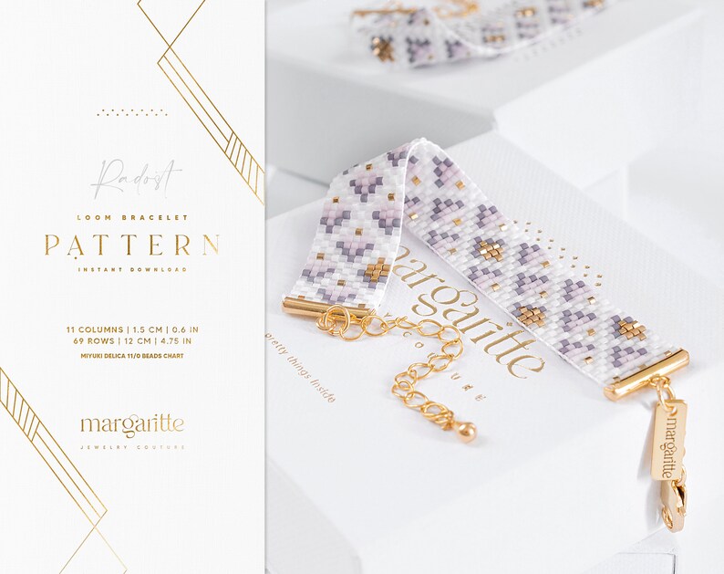 Miyuki Loom Bracelet Pattern Geometric Bead Loom Pattern - Etsy