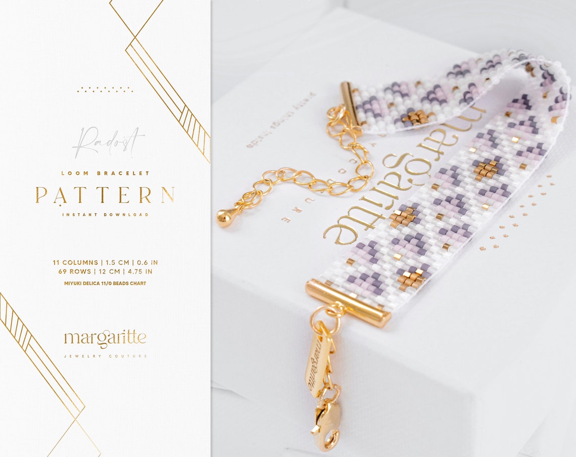 Miyuki Loom Bracelet Pattern Geometric Bead Loom Pattern - Etsy