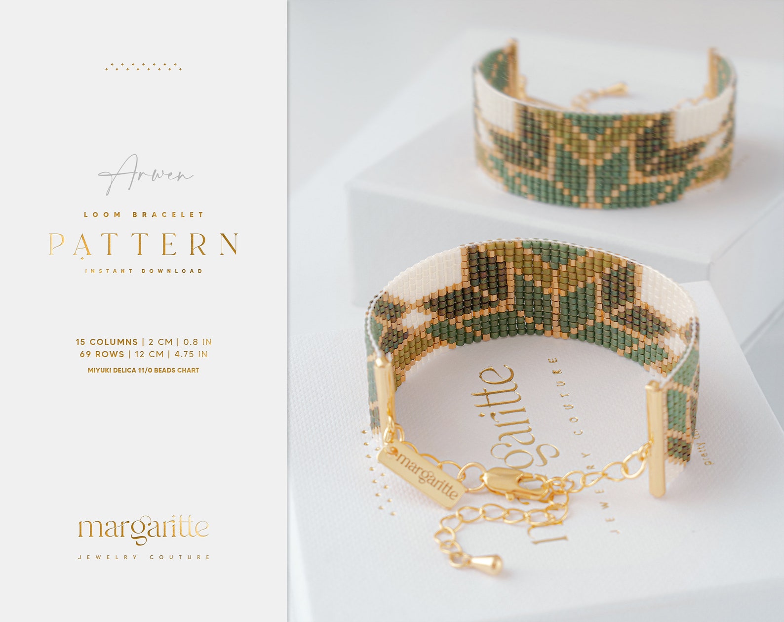 Floral Loom Bead Pattern, Miyuki Bracelet Pattern, Brick Stitch Pattern ...